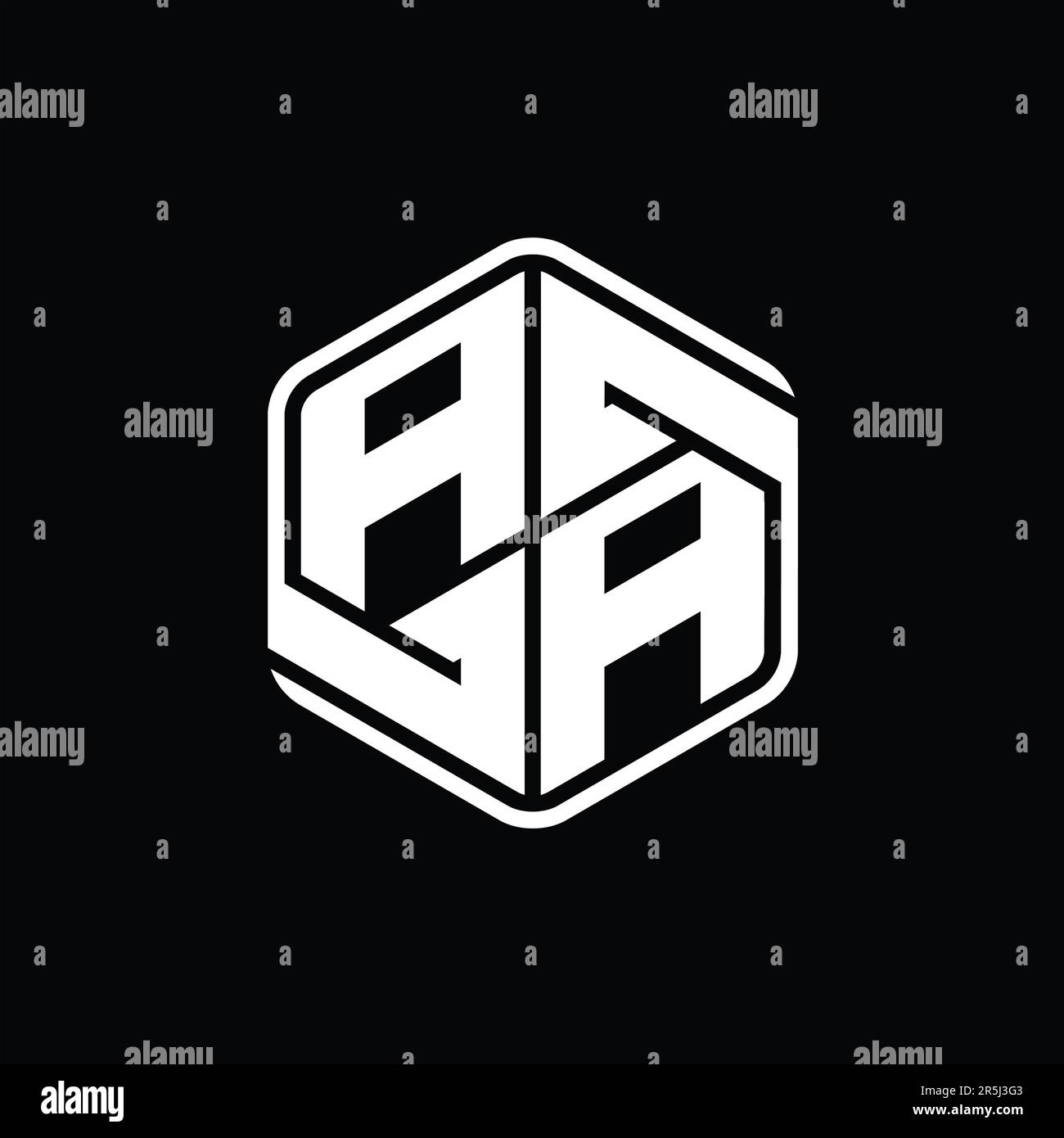 AA Letter Logo monogram hexagon shape with ornament abstract isolated ...