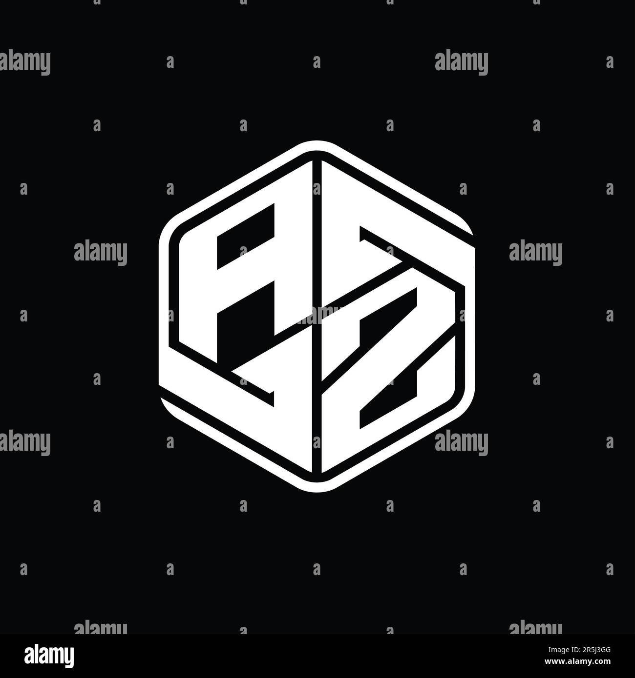 AZ Letter Logo monogram hexagon shape with ornament abstract isolated outline design template ...