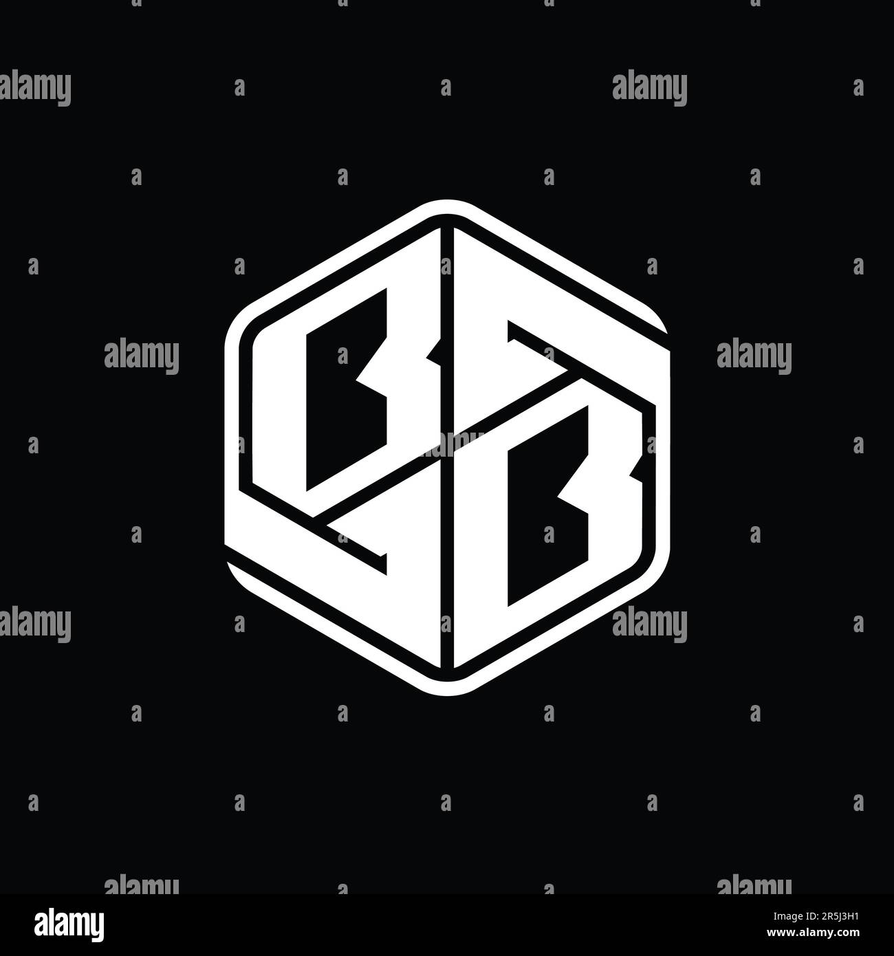 BB Letter Logo monogram hexagon shape with ornament abstract isolated ...