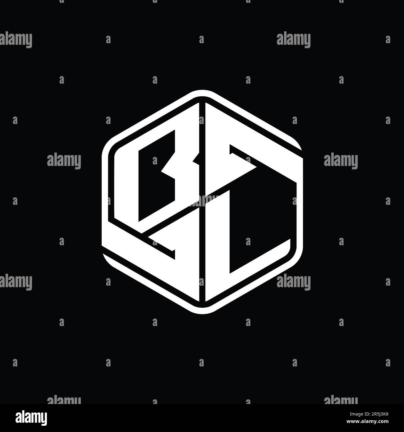 BL Letter Logo monogram hexagon shape with ornament abstract isolated ...