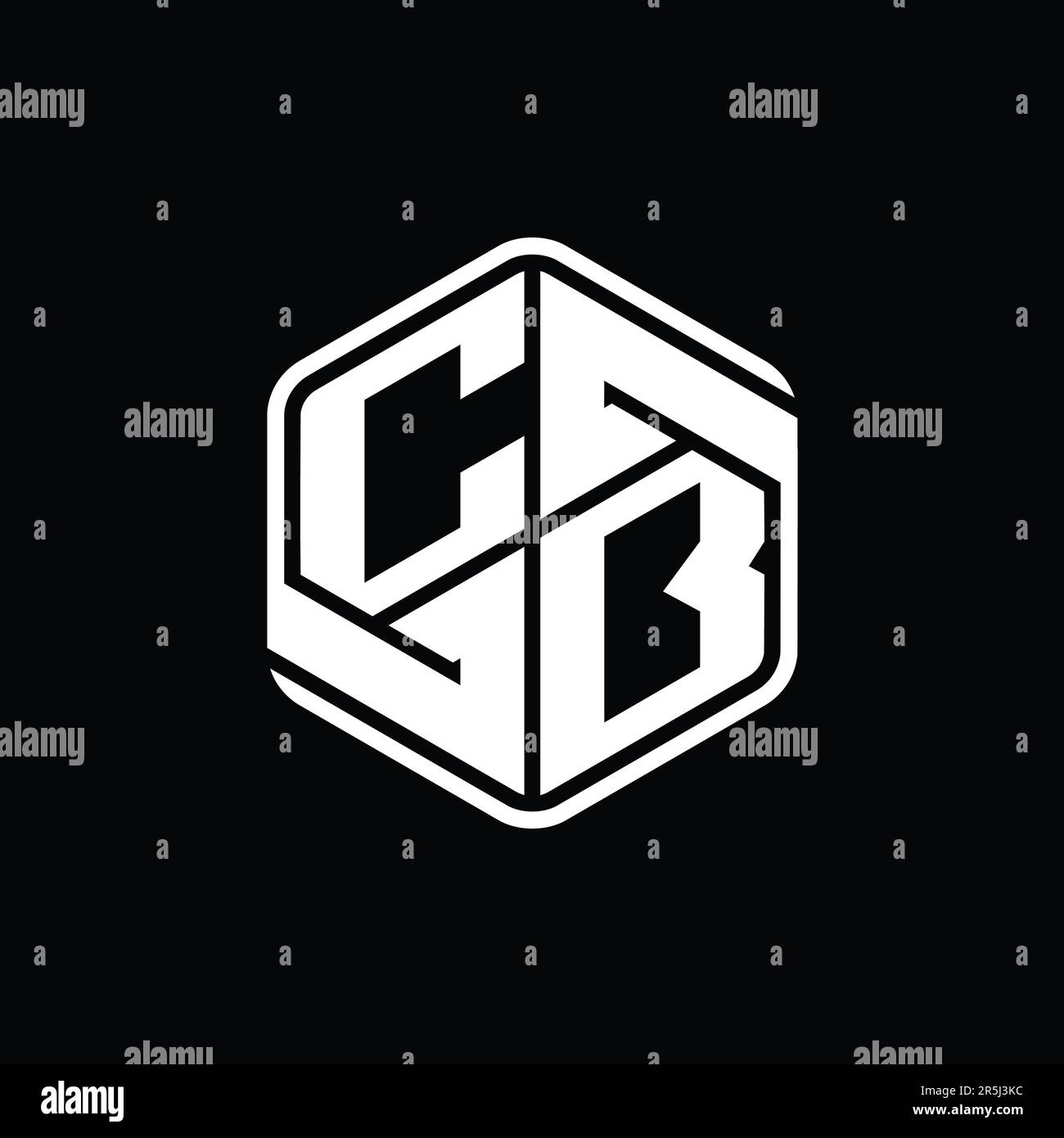 CB Letter Logo monogram hexagon shape with ornament abstract isolated ...