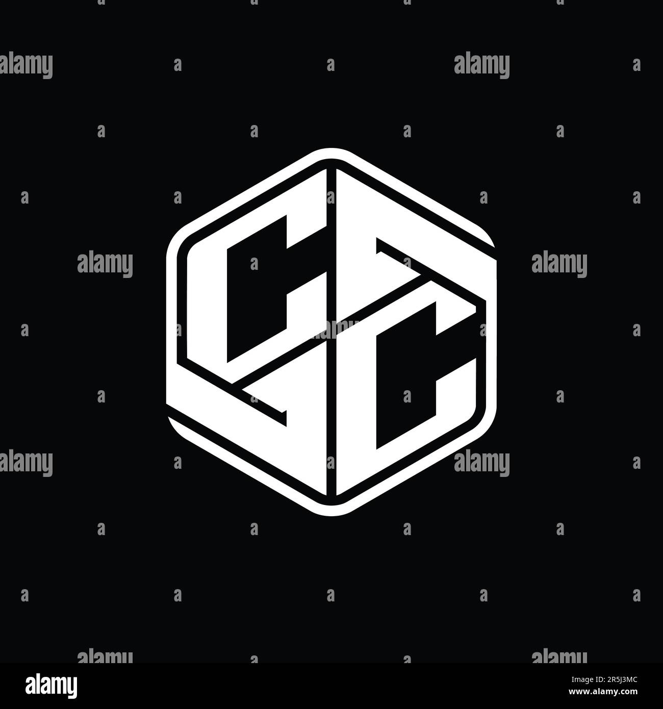 CC Letter Logo monogram hexagon shape with ornament abstract isolated ...
