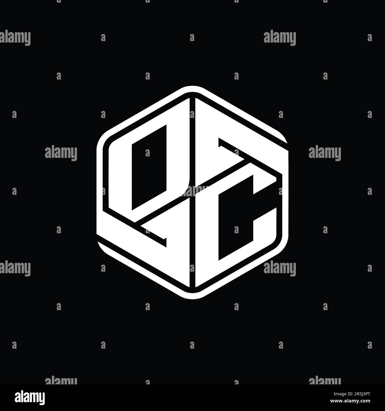 DC Letter Logo monogram hexagon shape with ornament abstract isolated ...