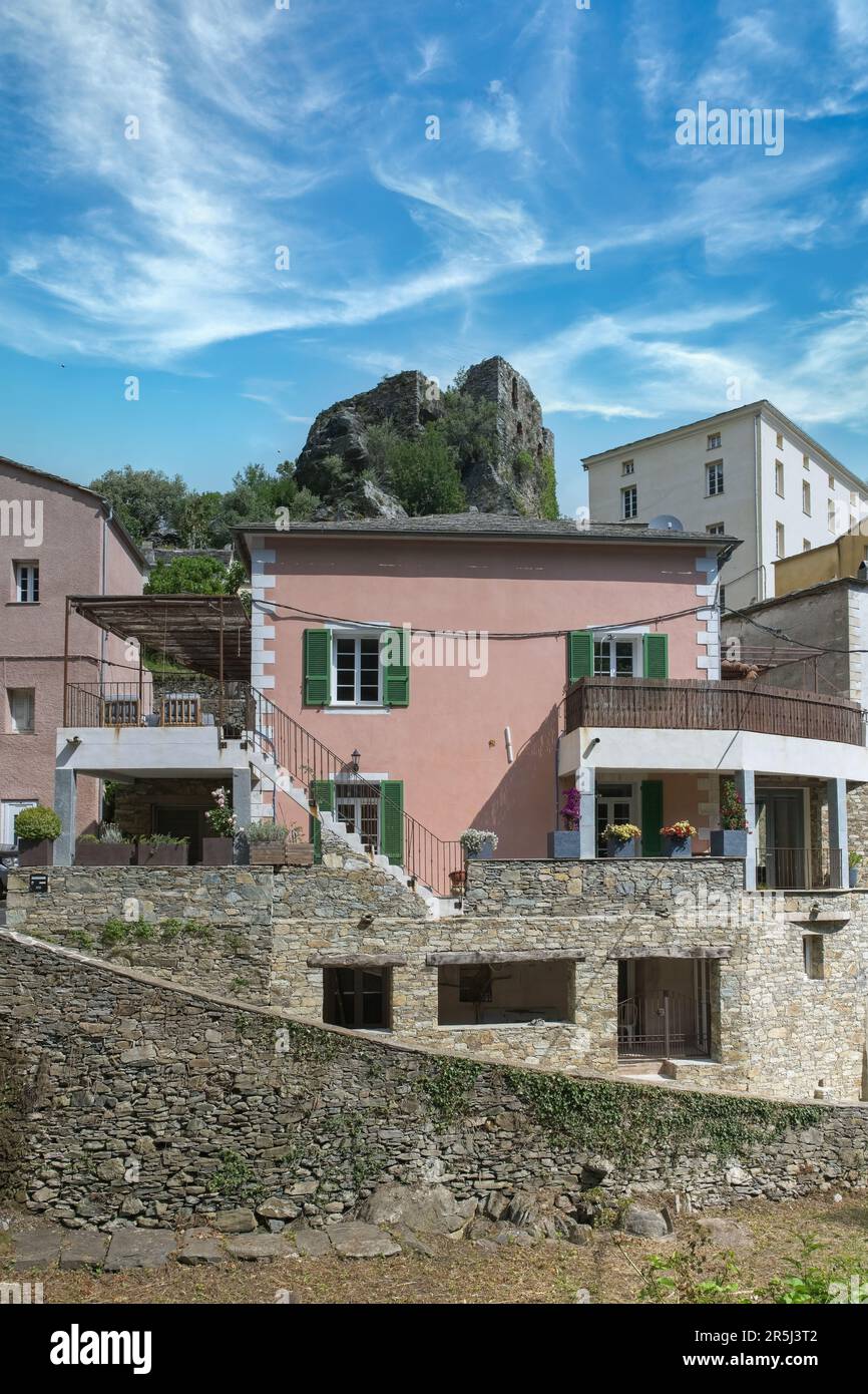 Corsica, a traditional village in the mountain, typical houses Stock ...