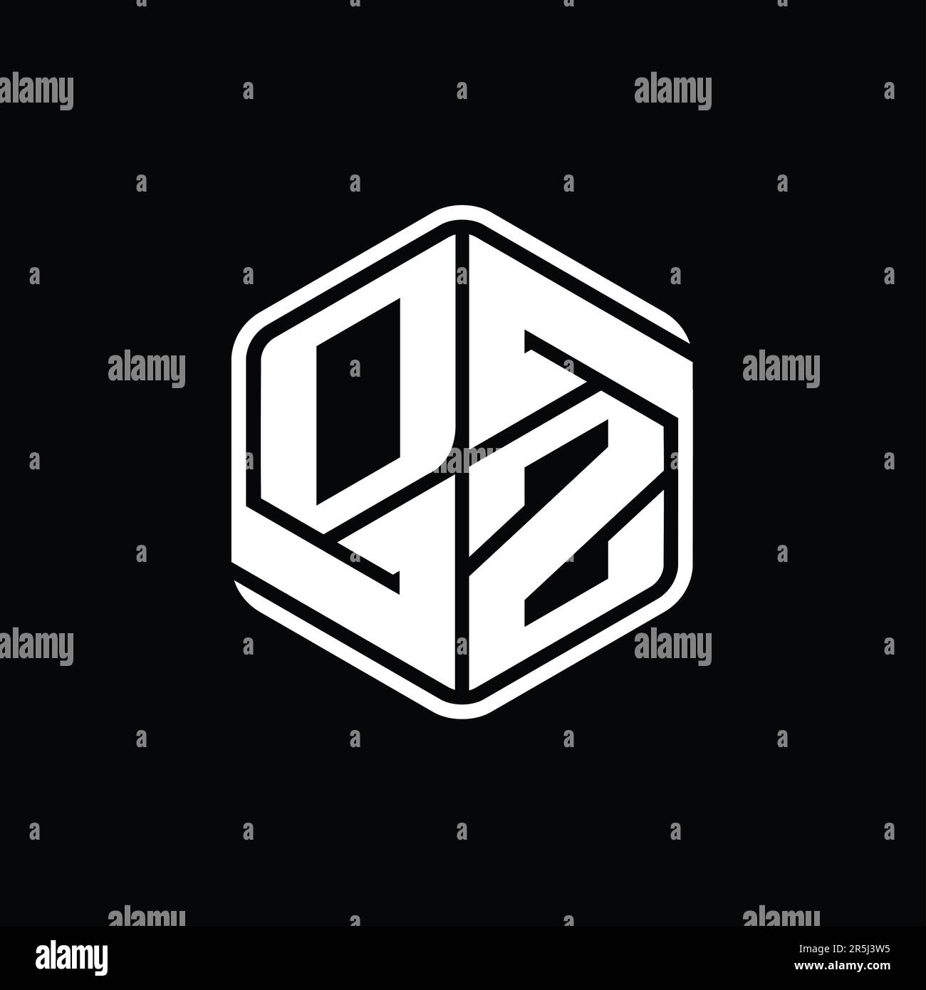 DZ Letter Logo monogram hexagon shape with ornament abstract isolated ...