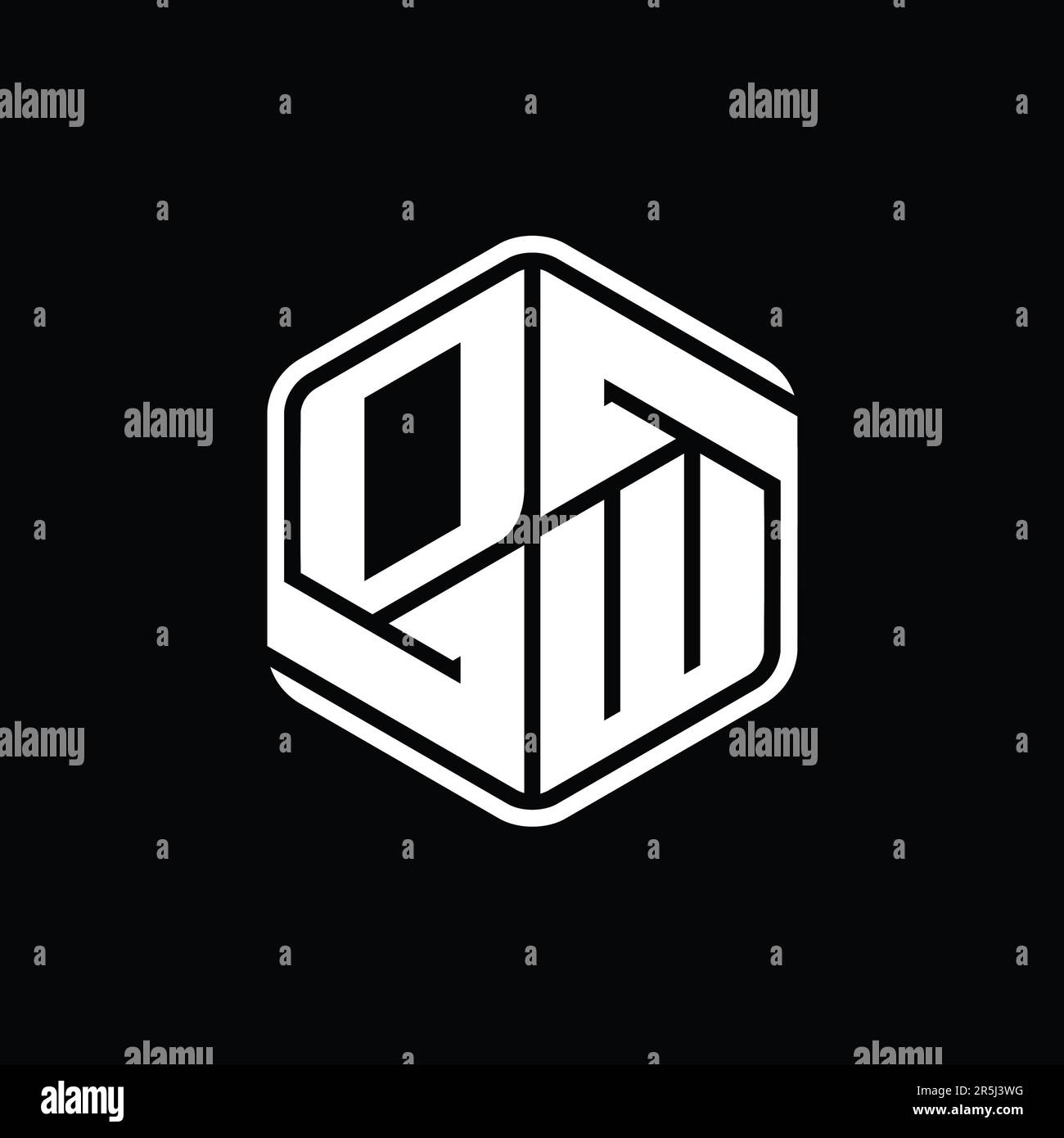 DW Letter Logo monogram hexagon shape with ornament abstract isolated outline design template ...