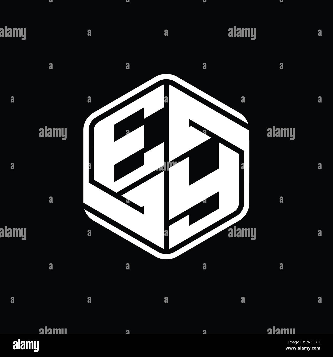 EY Letter Logo monogram hexagon shape with ornament abstract isolated outline design template ...