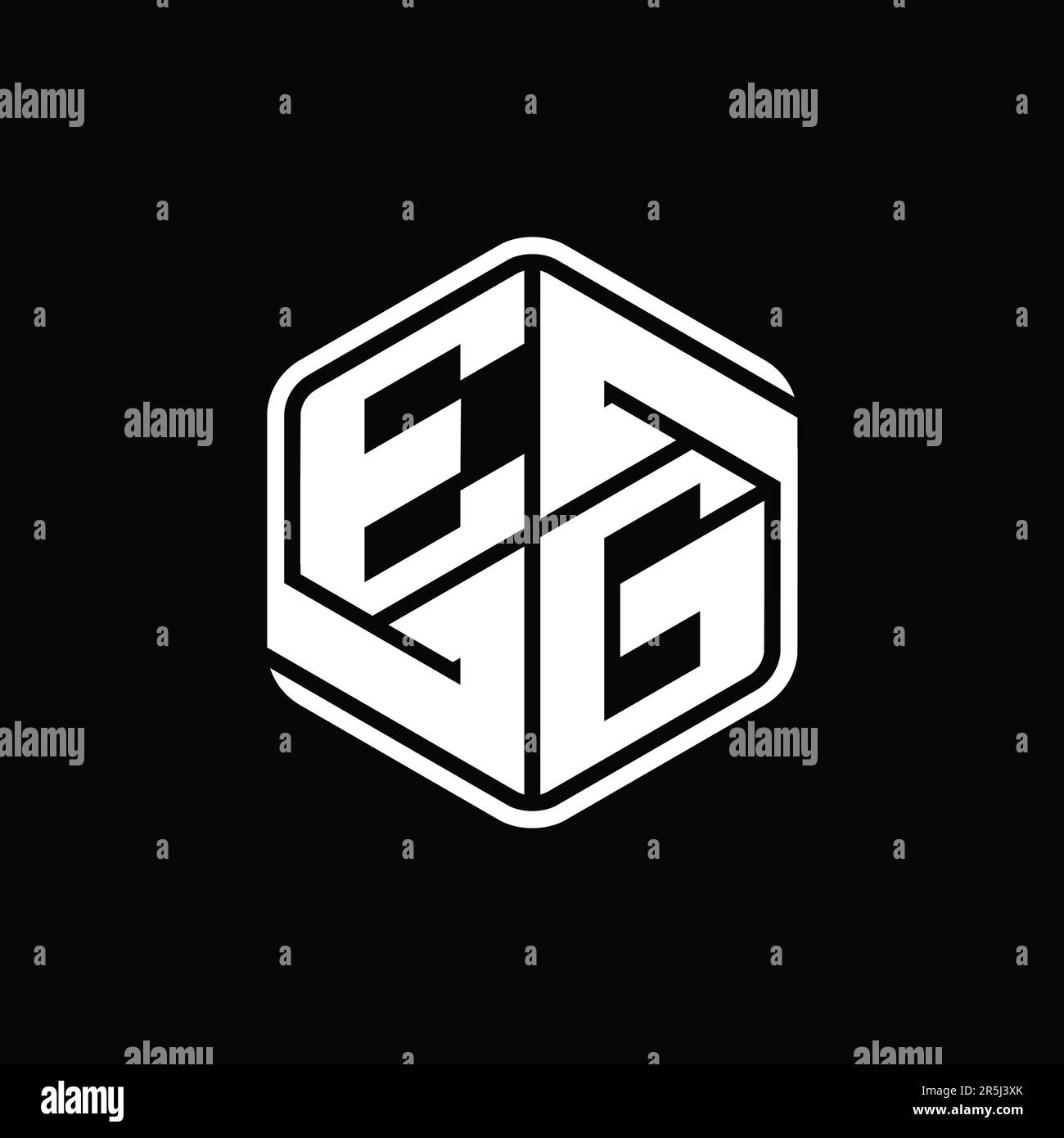 EG Letter Logo monogram hexagon shape with ornament abstract isolated ...