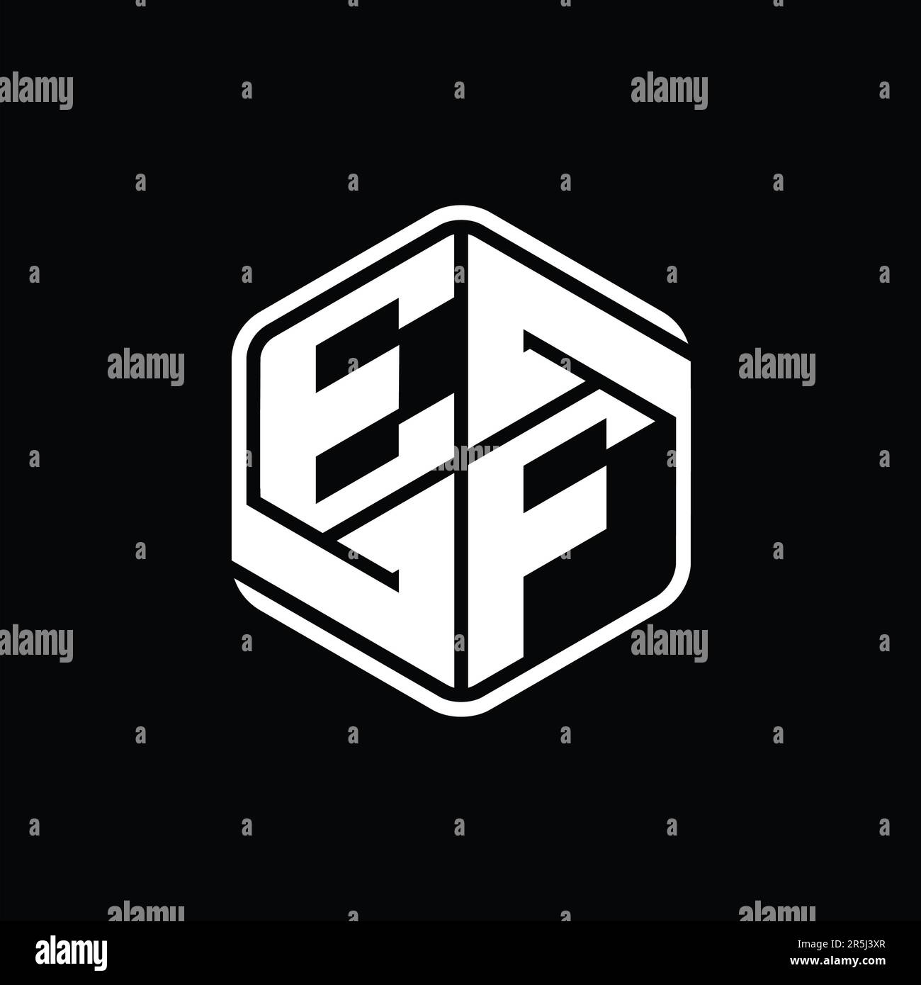 EF Letter Logo monogram hexagon shape with ornament abstract isolated ...