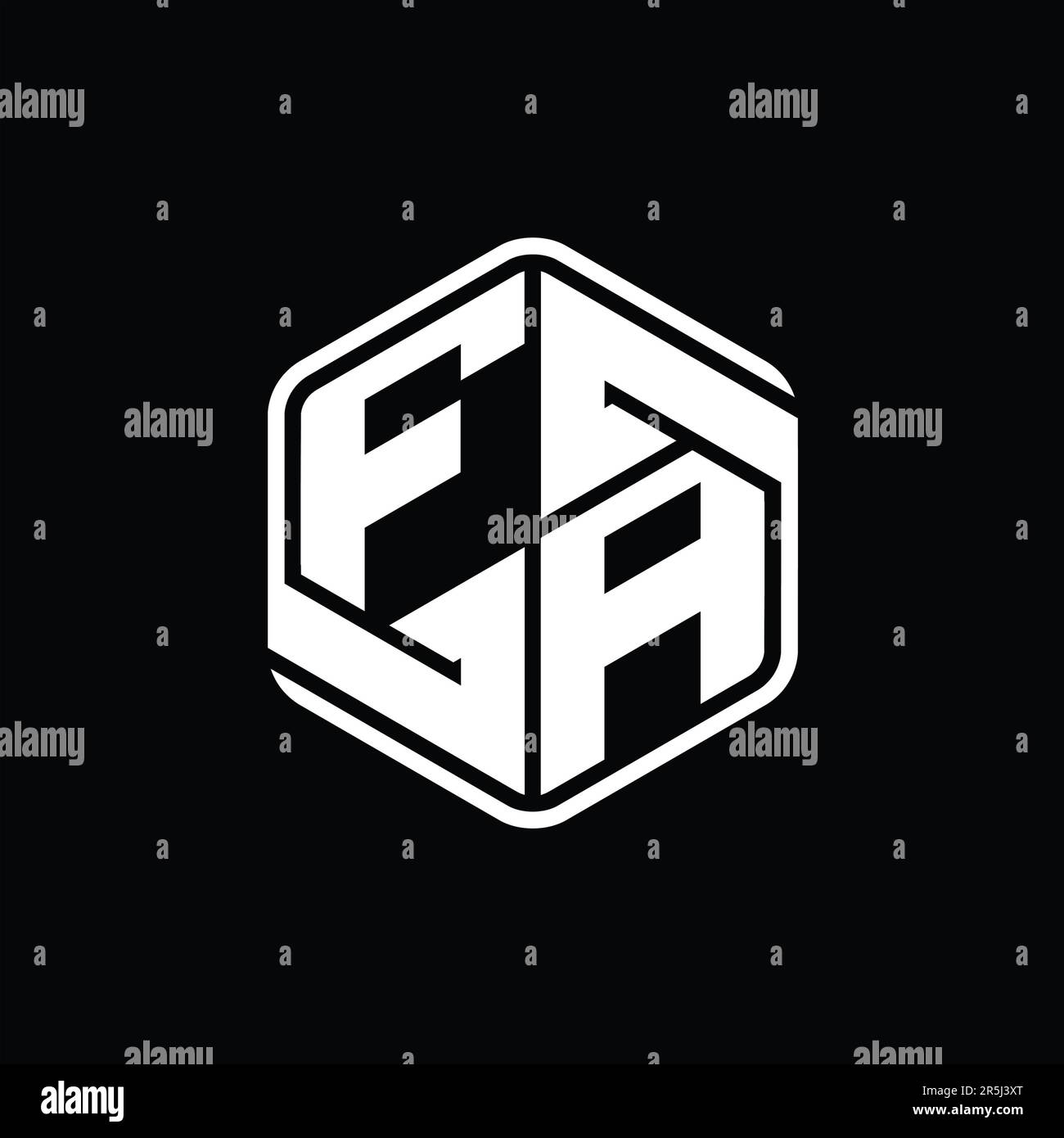 FA Letter Logo monogram hexagon shape with ornament abstract isolated ...