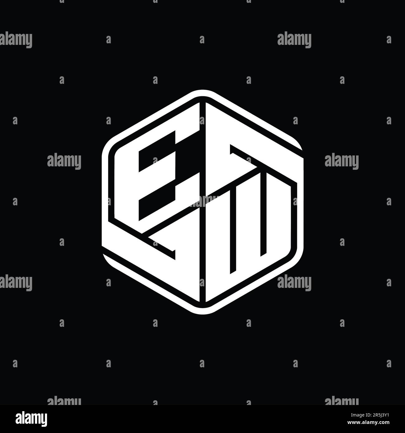 EW Letter Logo monogram hexagon shape with ornament abstract isolated ...