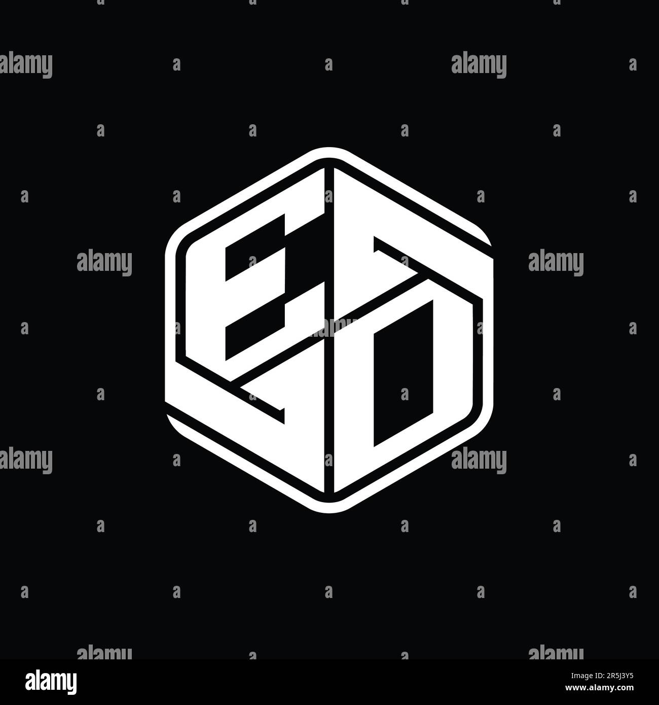 ED Letter Logo monogram hexagon shape with ornament abstract isolated ...