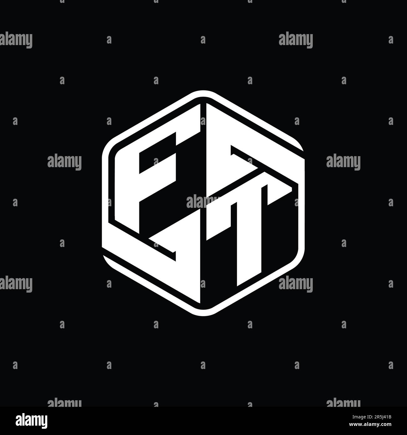 FT Letter Logo monogram hexagon shape with ornament abstract isolated ...