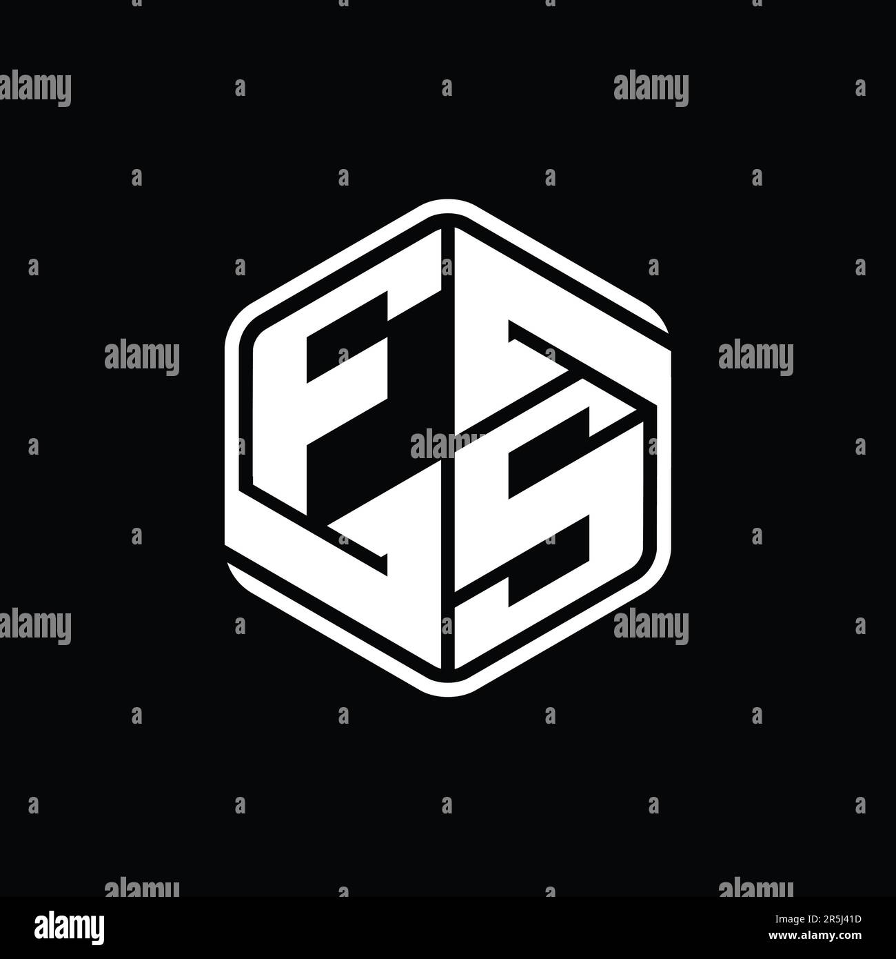 FS Letter Logo monogram hexagon shape with ornament abstract isolated ...