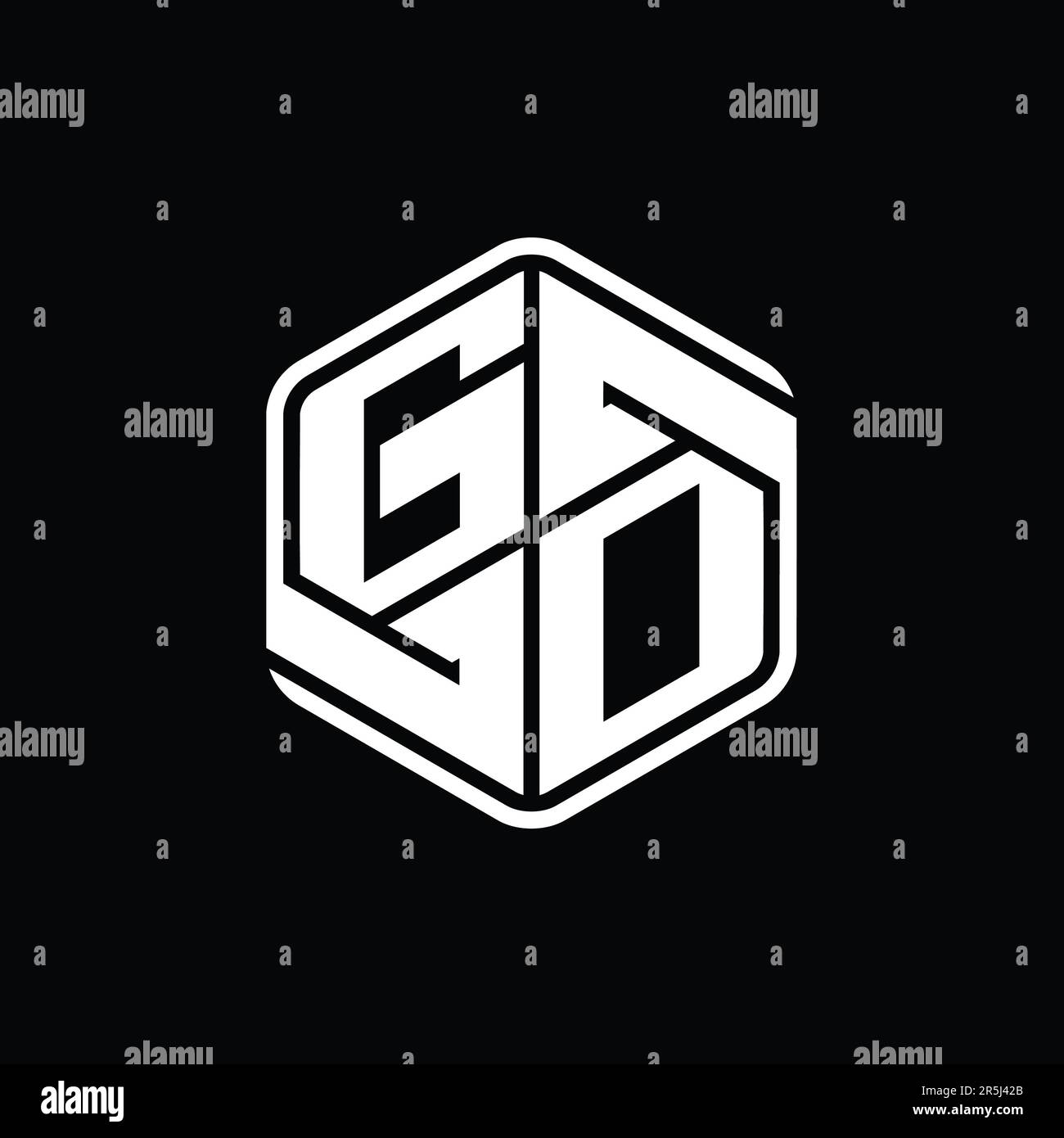 GD Letter Logo monogram hexagon shape with ornament abstract isolated ...