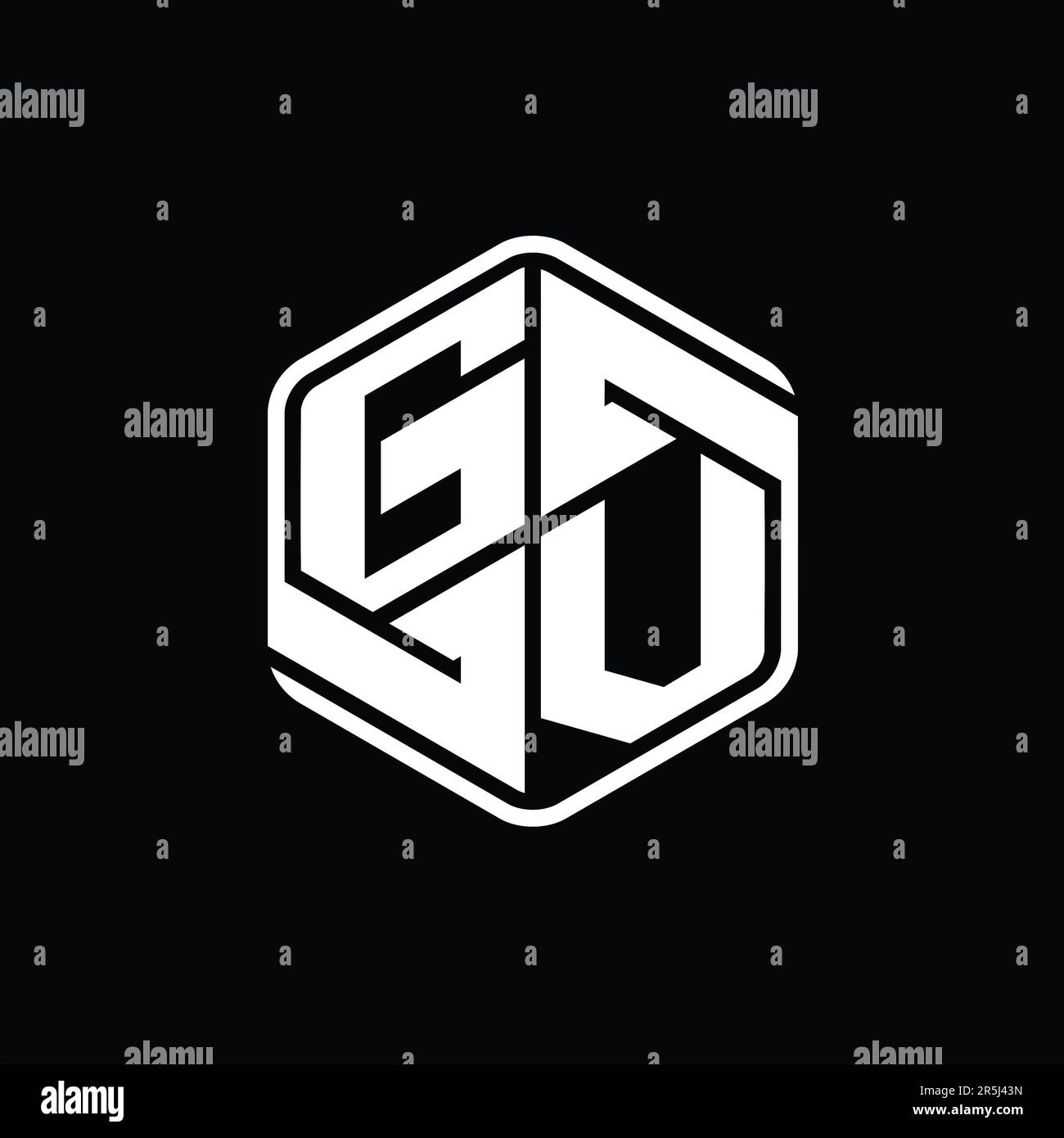 GV Letter Logo monogram hexagon shape with ornament abstract isolated outline design template ...