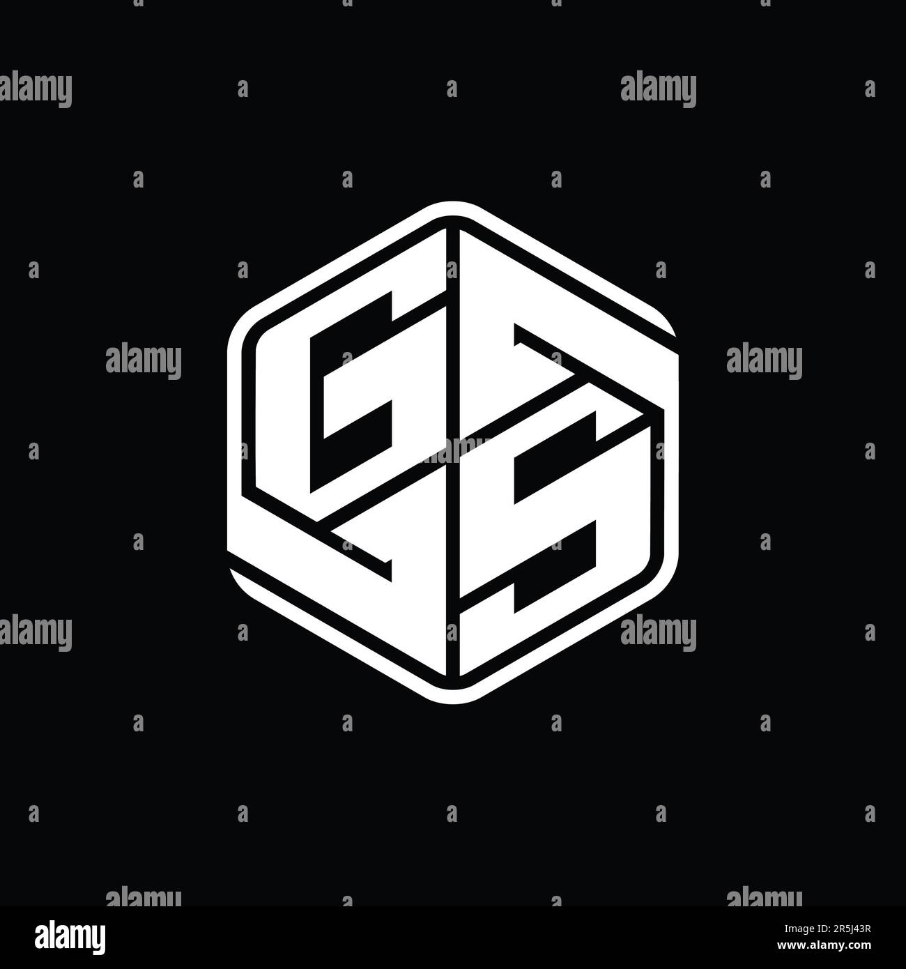 GS Letter Logo monogram hexagon shape with ornament abstract isolated ...