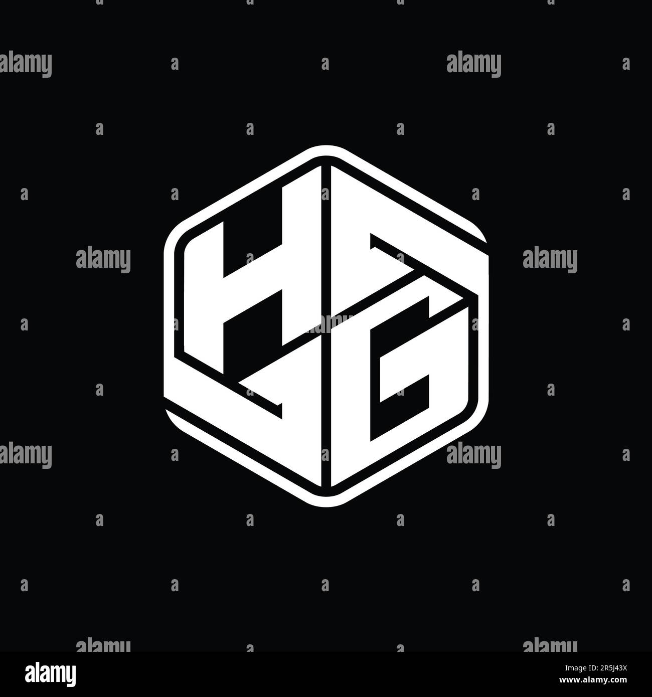 HG Letter Logo monogram hexagon shape with ornament abstract isolated ...