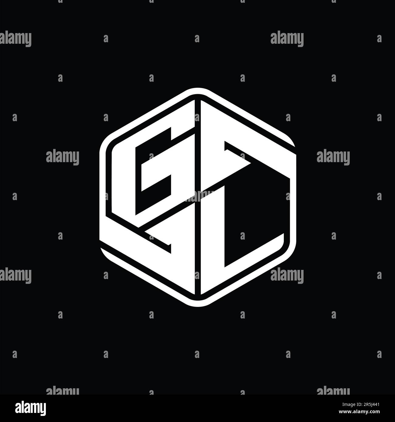 GL Letter Logo monogram hexagon shape with ornament abstract isolated outline design template ...