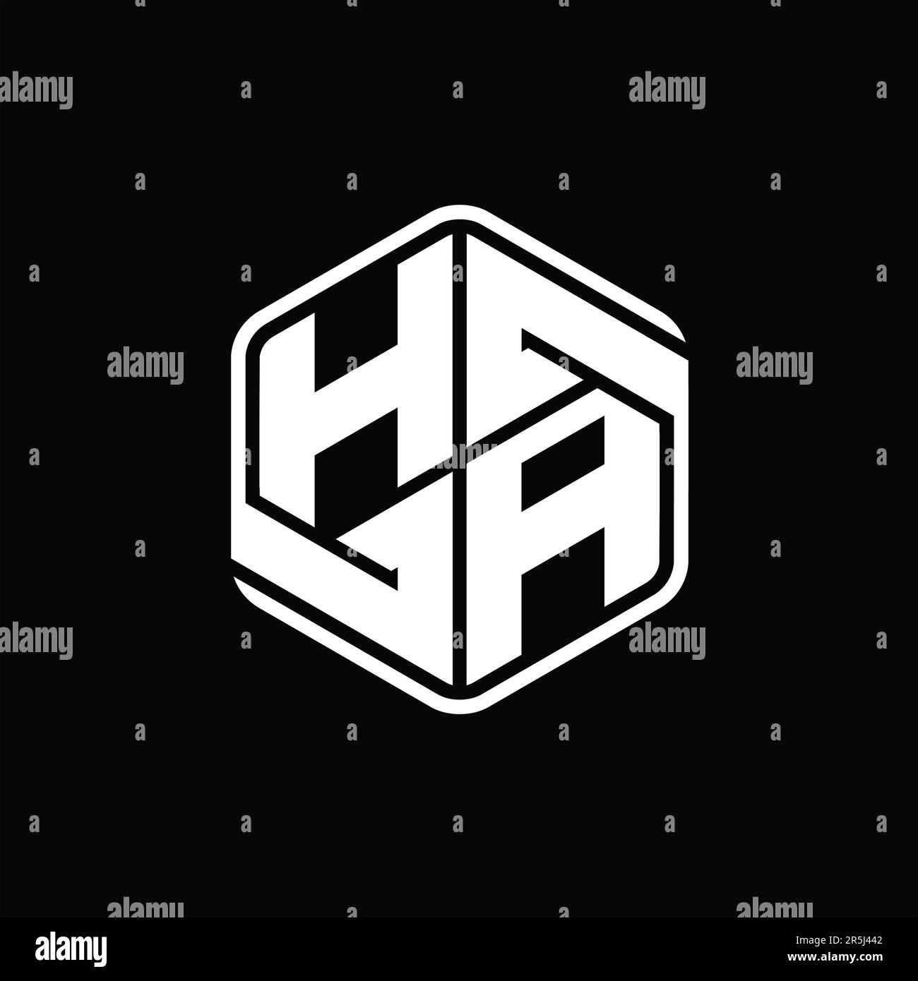 HA Letter Logo monogram hexagon shape with ornament abstract isolated ...