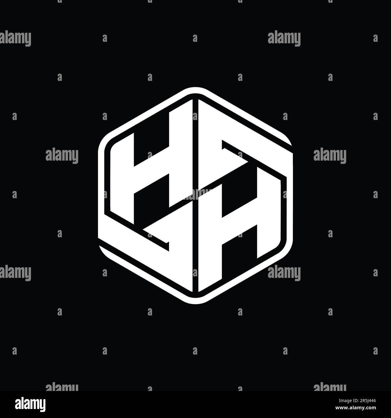 HH Letter Logo monogram hexagon shape with ornament abstract isolated ...
