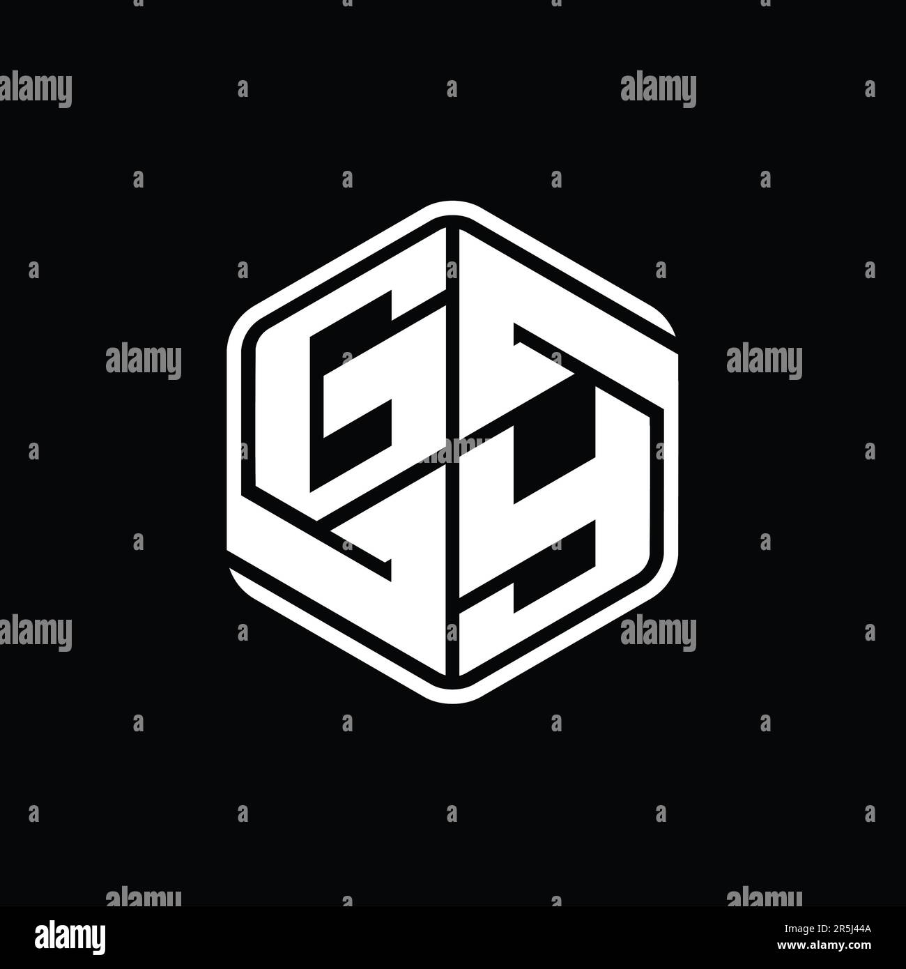 GY Letter Logo monogram hexagon shape with ornament abstract isolated outline design template ...