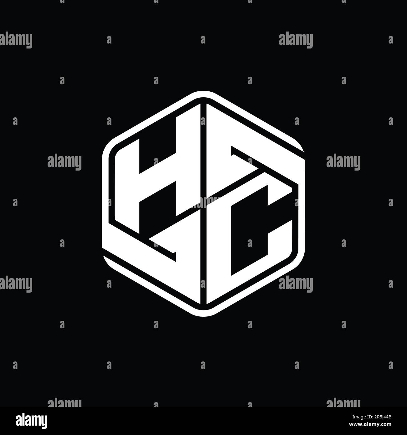 HC Letter Logo monogram hexagon shape with ornament abstract isolated ...