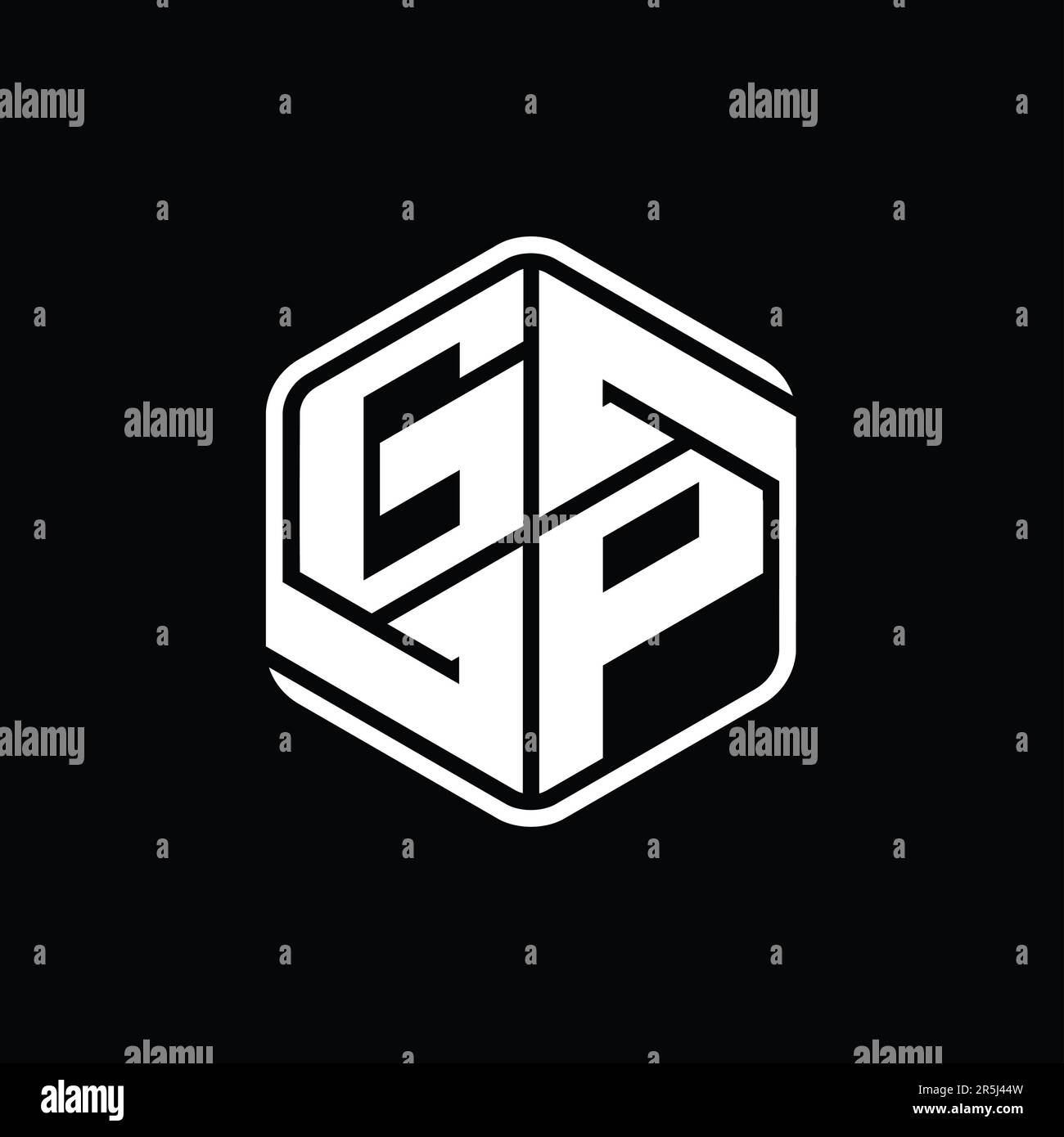 GP Letter Logo monogram hexagon shape with ornament abstract isolated ...