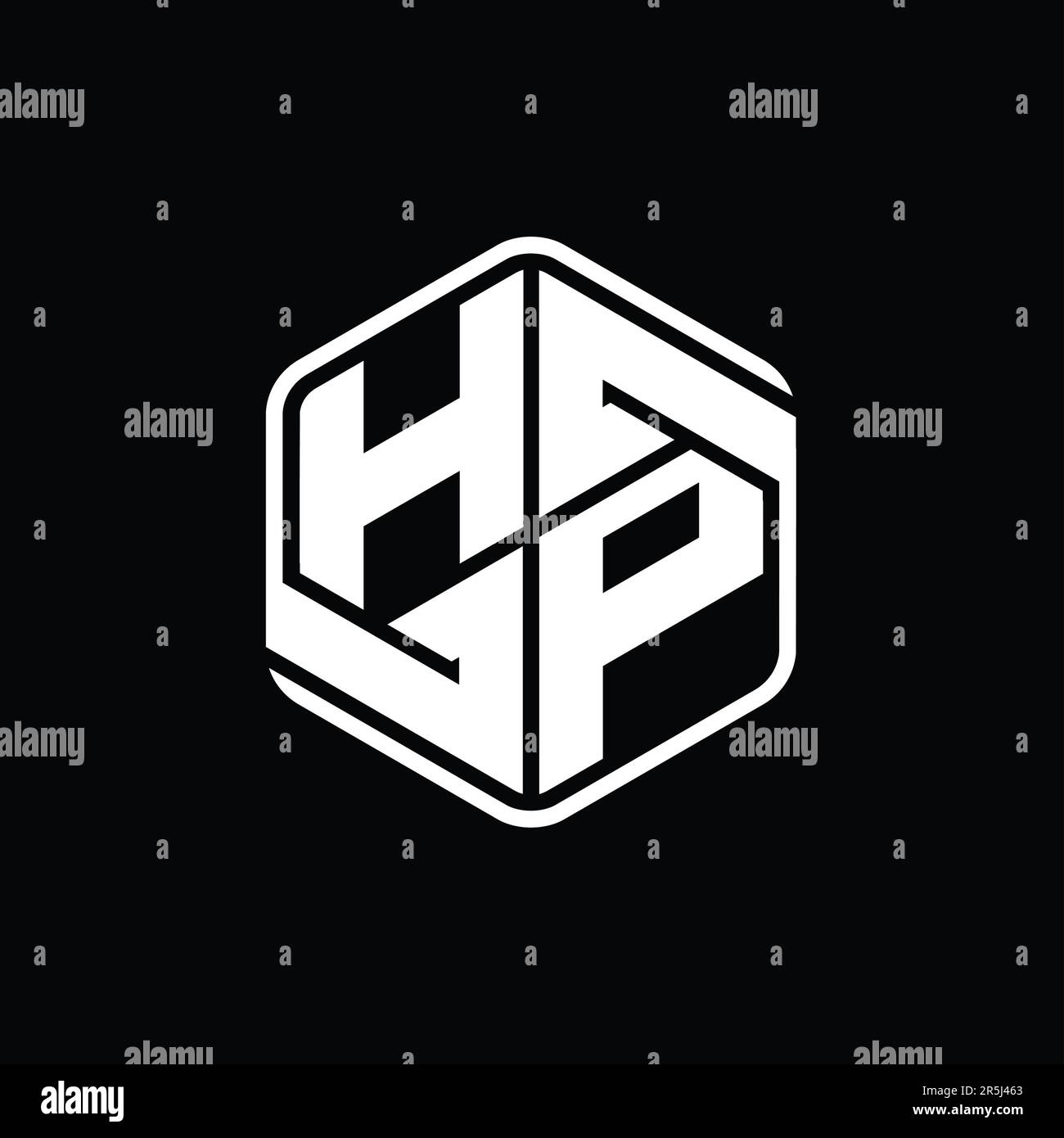 HP Letter Logo monogram hexagon shape with ornament abstract isolated ...