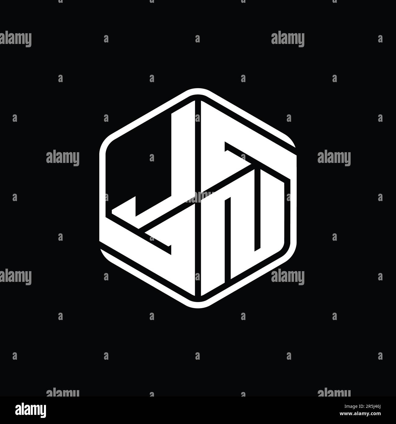 JN Letter Logo monogram hexagon shape with ornament abstract isolated ...
