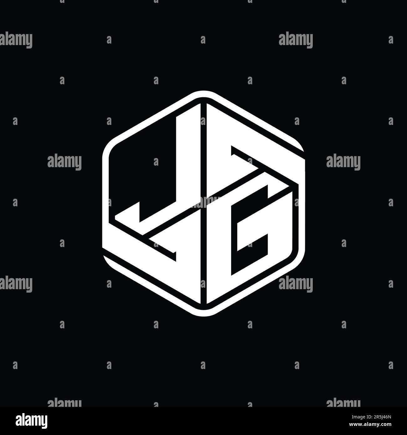 JG Letter Logo monogram hexagon shape with ornament abstract isolated ...