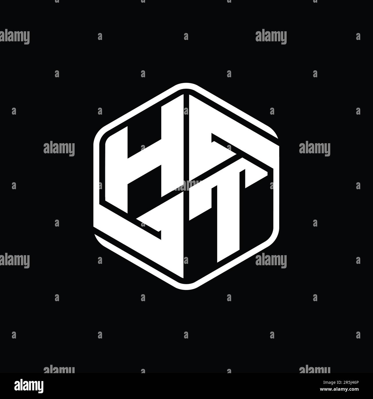 HT Letter Logo monogram hexagon shape with ornament abstract isolated ...
