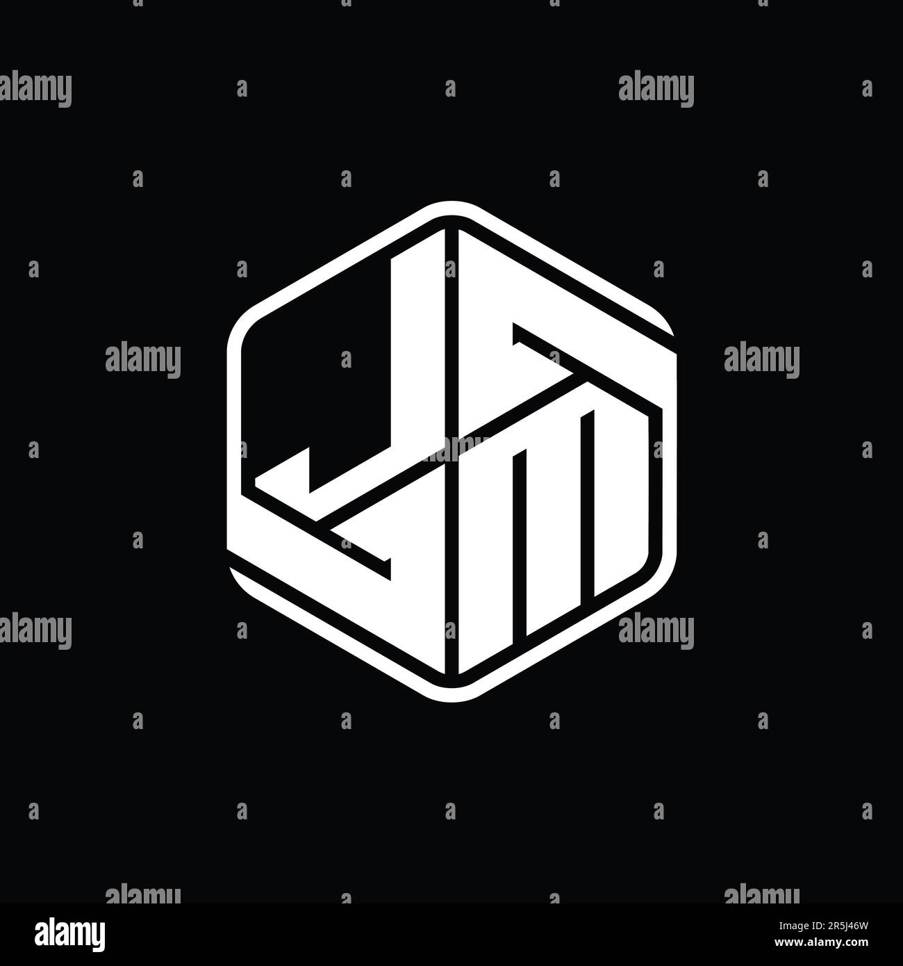 JM Letter Logo monogram hexagon shape with ornament abstract isolated ...