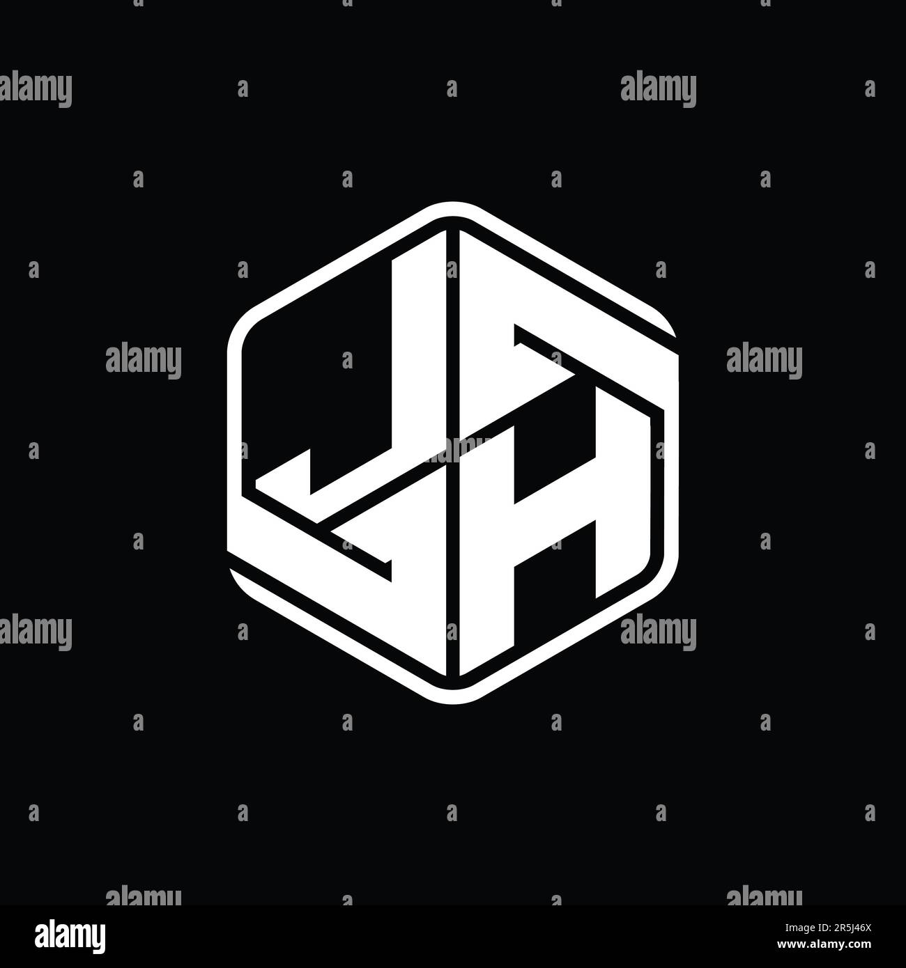 JH Letter Logo monogram hexagon shape with ornament abstract isolated ...