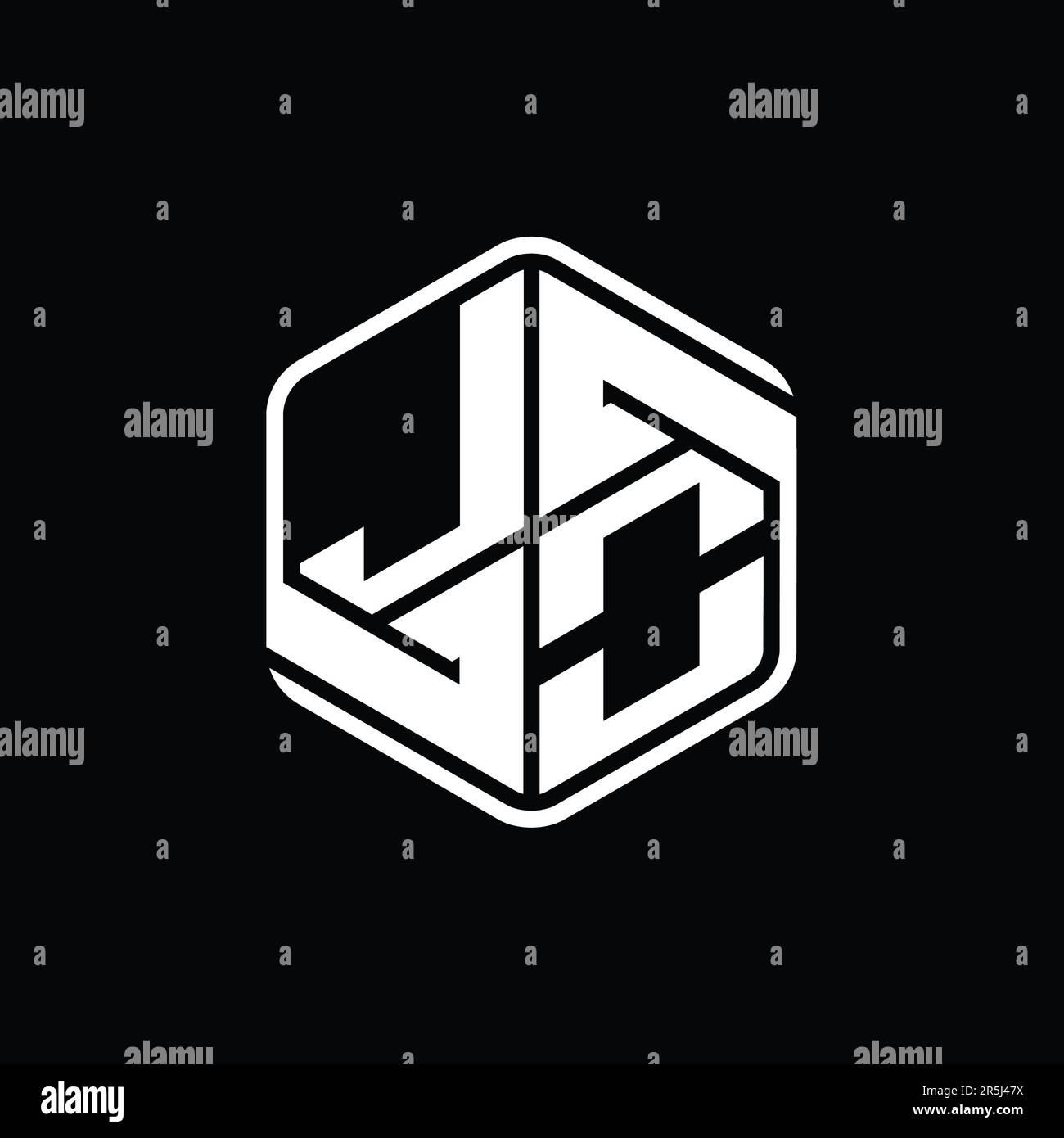 JO Letter Logo monogram hexagon shape with ornament abstract isolated ...