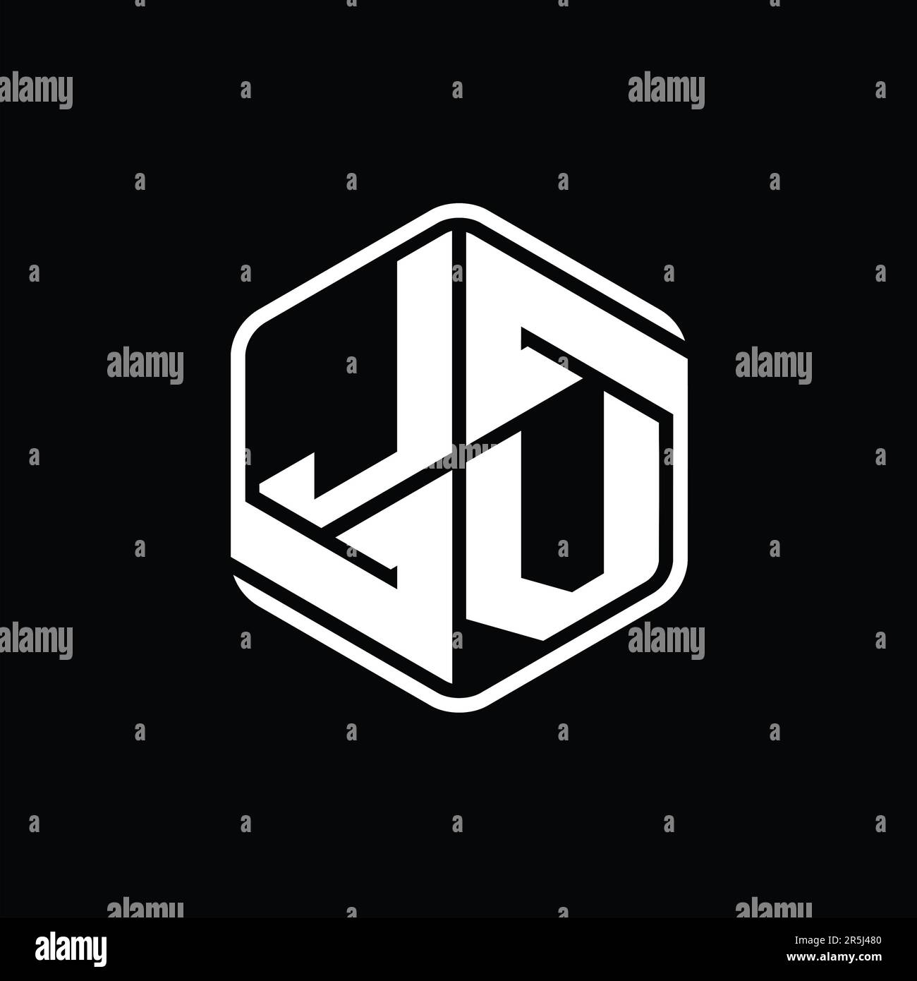 JV Letter Logo monogram hexagon shape with ornament abstract isolated outline design template ...