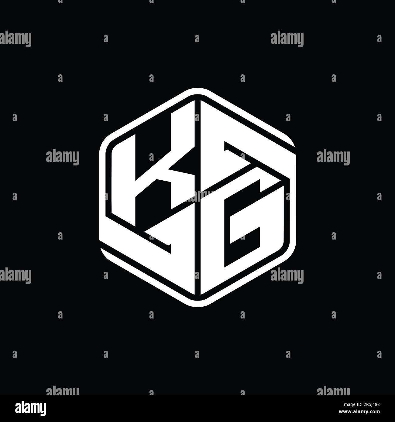 KG Letter Logo monogram hexagon shape with ornament abstract isolated ...