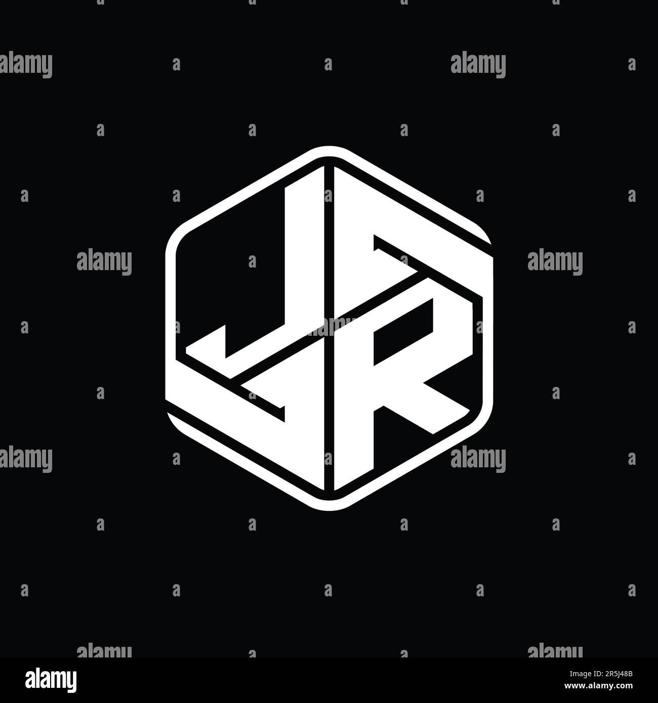 JR Letter Logo monogram hexagon shape with ornament abstract isolated ...