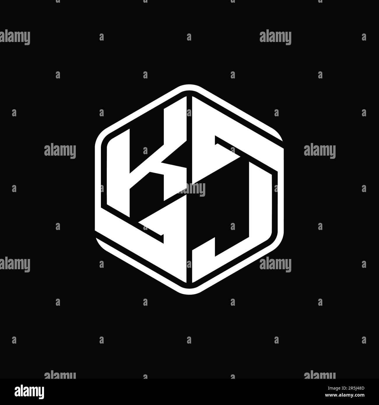 KJ Letter Logo monogram hexagon shape with ornament abstract isolated ...