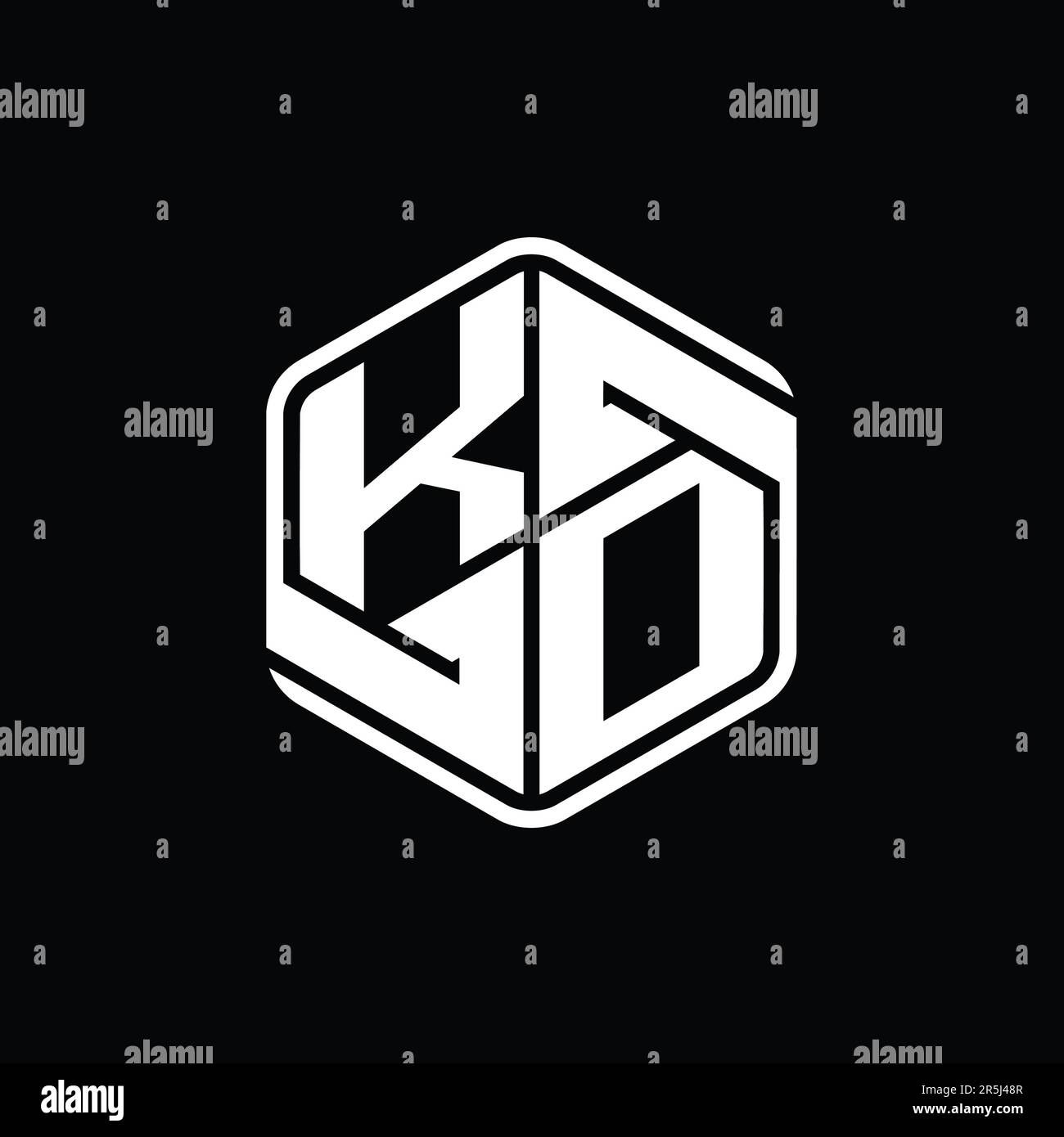 KD Letter Logo monogram hexagon shape with ornament abstract isolated outline design template ...
