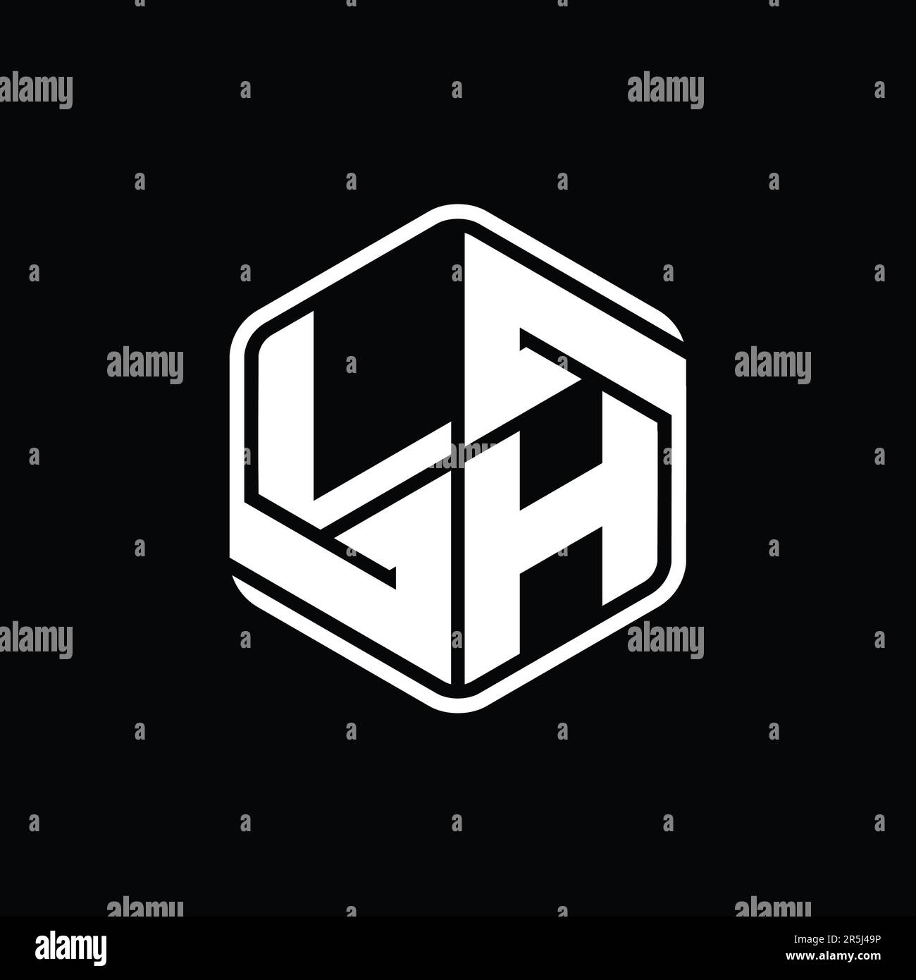LH Letter Logo monogram hexagon shape with ornament abstract isolated ...