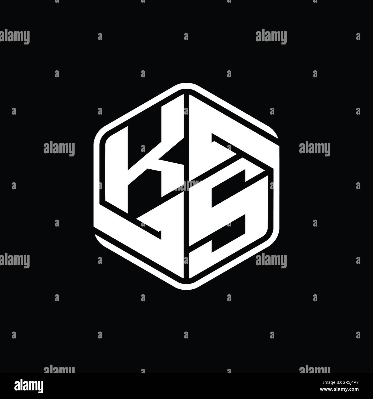 KS Letter Logo monogram hexagon shape with ornament abstract isolated ...