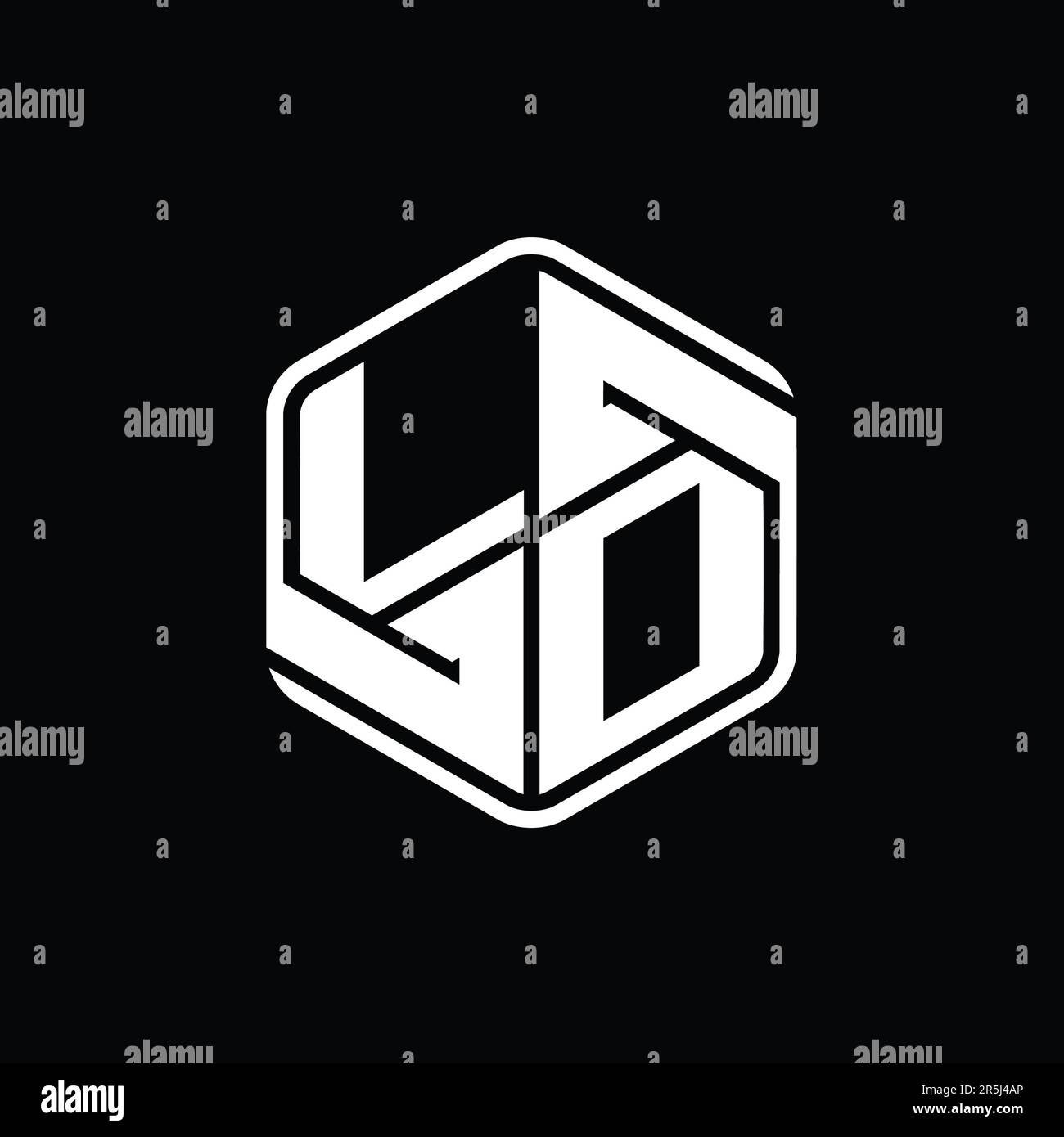 LD Letter Logo monogram hexagon shape with ornament abstract isolated ...