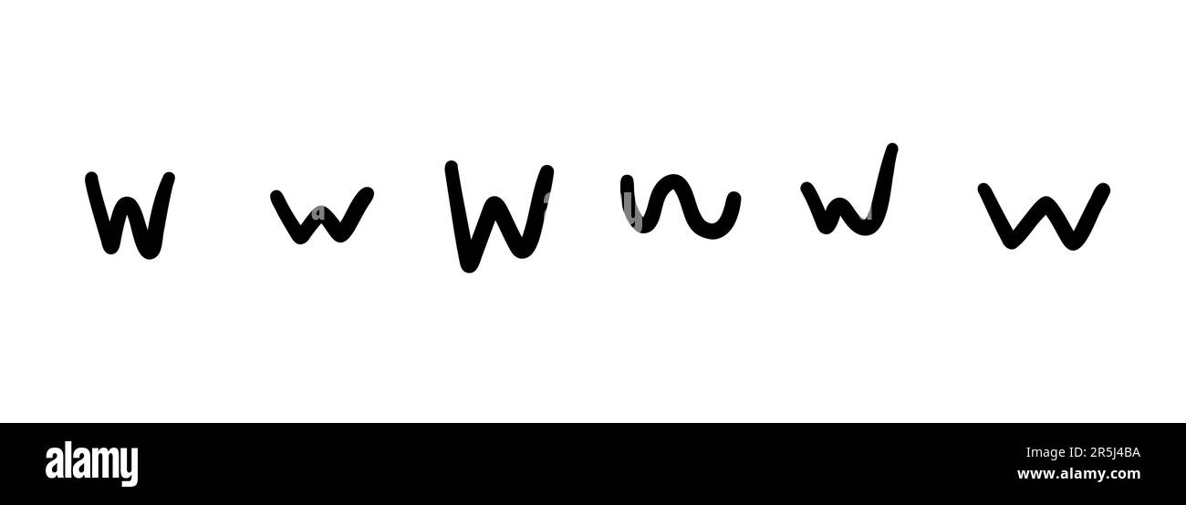 Childlike simple black english latin W alphabet letter symbol. Vector ...