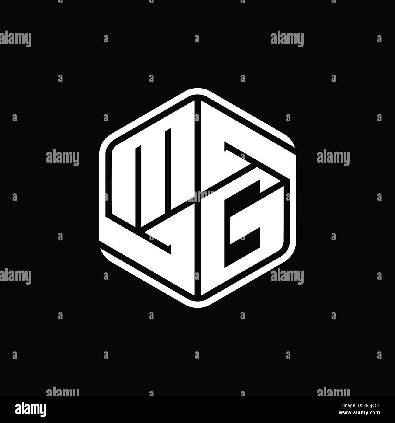 MG Letter Logo monogram hexagon shape with ornament abstract isolated ...