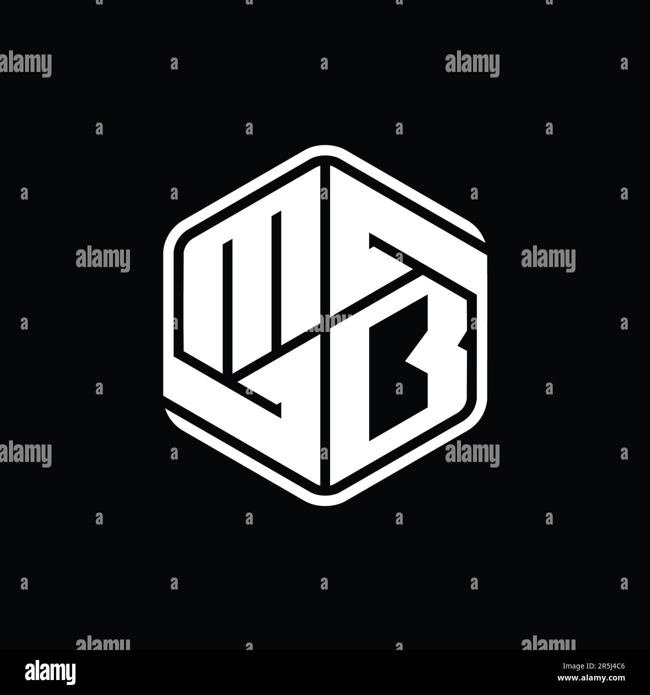 MB Letter Logo monogram hexagon shape with ornament abstract isolated ...
