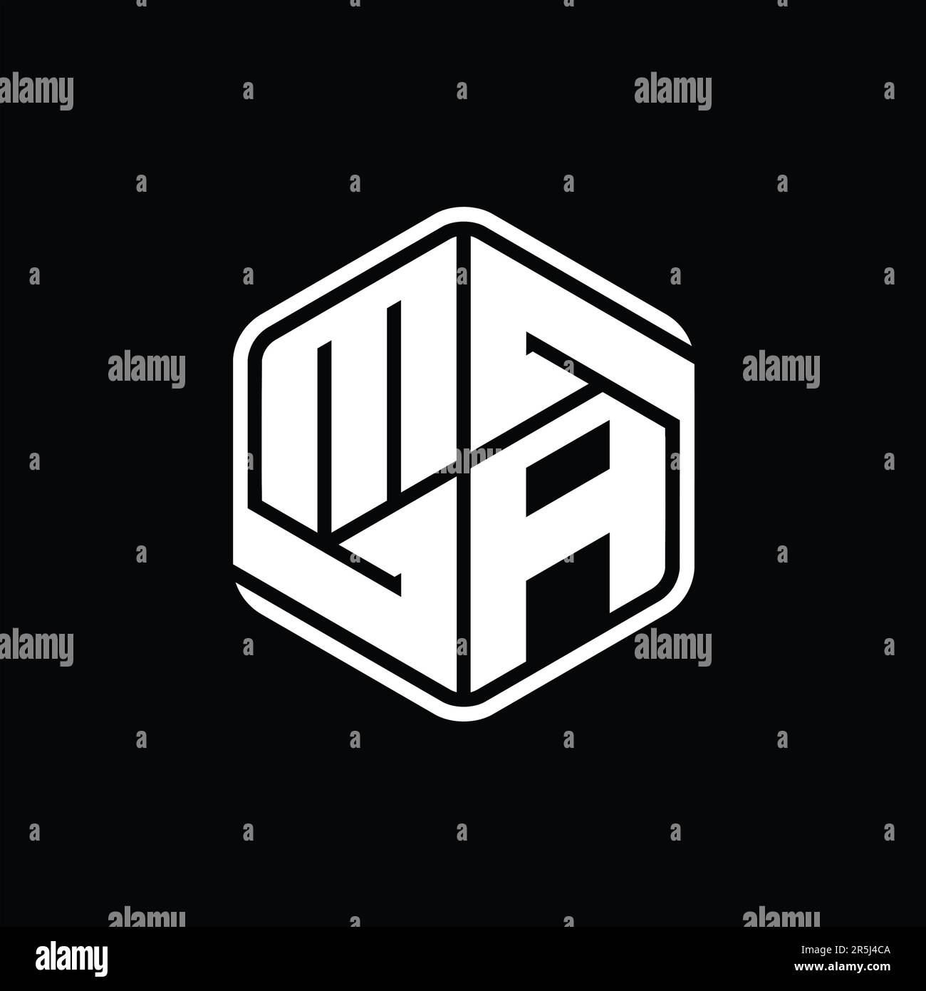 MA Letter Logo monogram hexagon shape with ornament abstract isolated ...