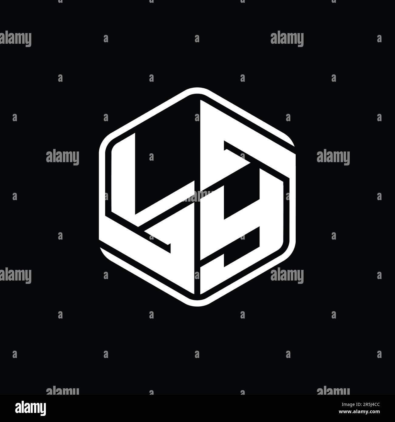 LY Letter Logo monogram hexagon shape with ornament abstract isolated ...