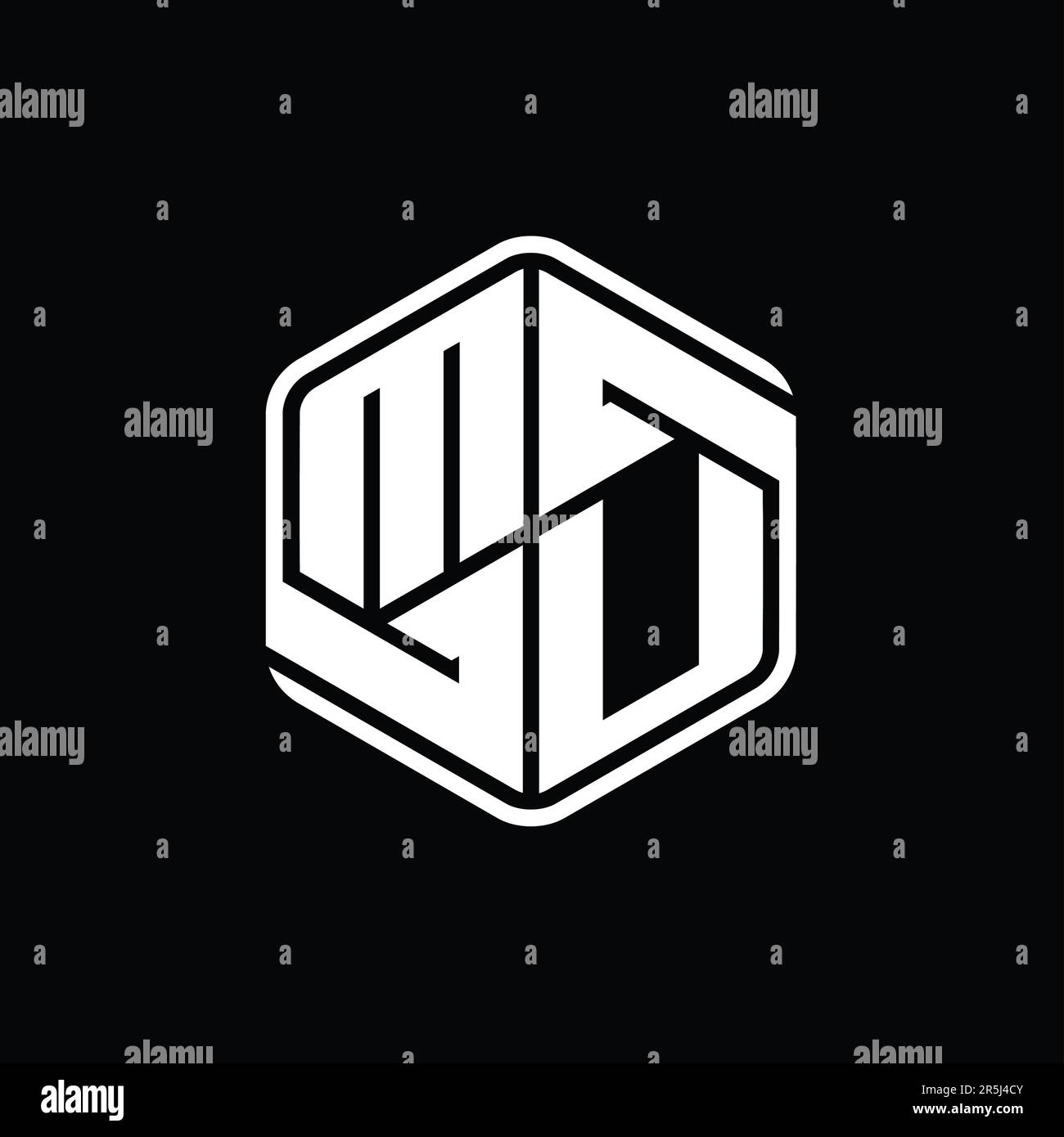 MU Letter Logo monogram hexagon shape with ornament abstract isolated ...