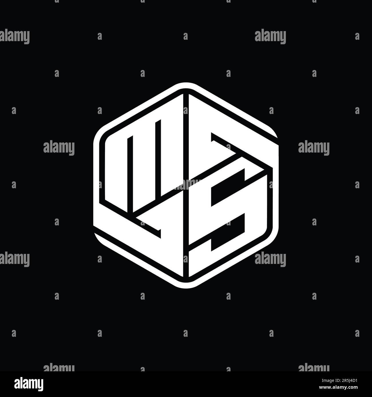 MS Letter Logo monogram hexagon shape with ornament abstract isolated ...